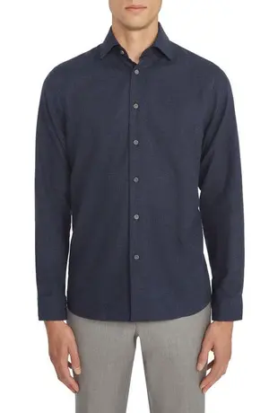 JACK VICTOR Glen Modern Fit Houndstooth Check Cotton Button-up Shirt