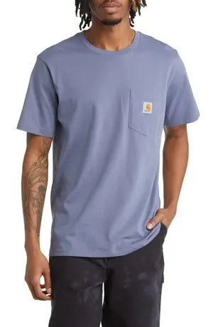 Carhartt Work In Progress Logo Pocket T-shirt Bluefin