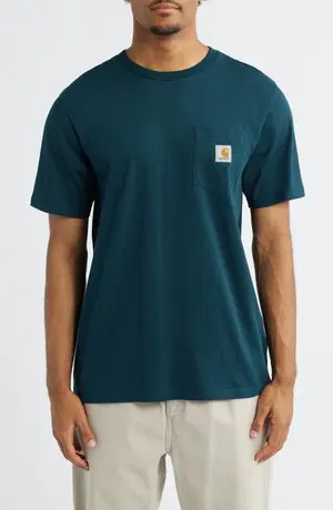 Carhartt Work In Progress Logo Pocket T-shirt Deep Lagoon