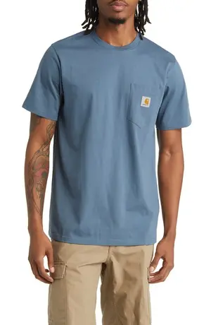 Carhartt Work In Progress Logo Pocket T-shirt Storm Blue