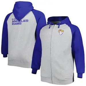 Profile Los Angeles Rams Big & Tall Fleece Raglan Full-zip Hoodie Jacket - Heather Gray