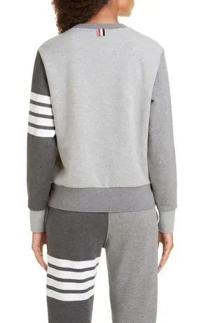 Thom Browne Four-bar Cotton Sweatshirt - Tonal Grey
