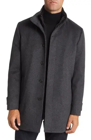Nordstrom Wool Car Coat With Bib Insert - Grey Phantom Marl