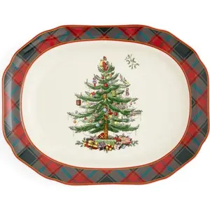 SPODE Tartan Rectangular Platter - Green