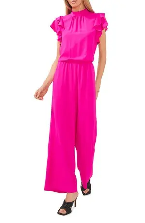 1.State 1.STATE Flutter Sleeve Jumpsuit Fiercely Fuchsia