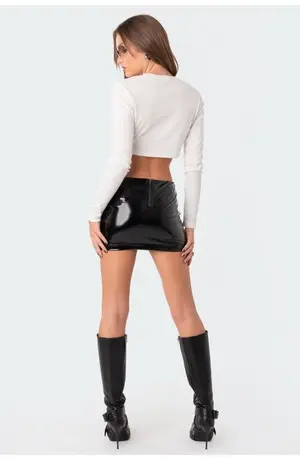 EDIKTED Electra Low Rise Vinyl Miniskirt