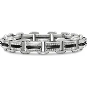 David Yurman Deco Beveled Link Bracelet With Diamonds - Sterling Silver