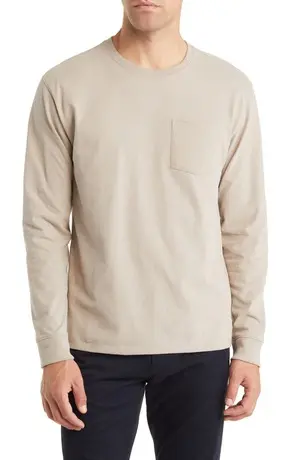 Vince Long Sleeve Sueded Jersey Top Stucco