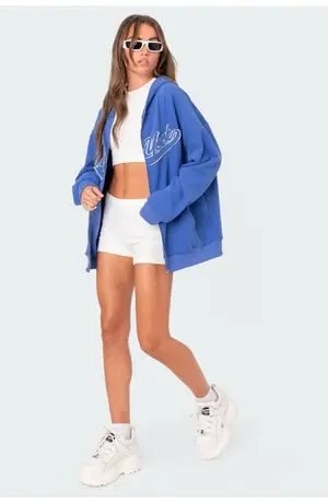 EDIKTED New York Oversized Zip-up Hoodie - Blue