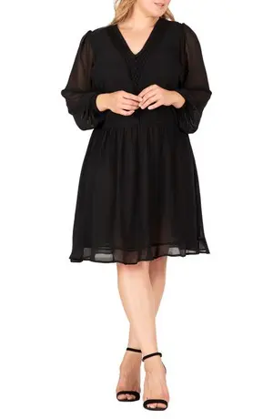 STANDARDS & PRACTICES Cutout Back Long Sleeve Dress