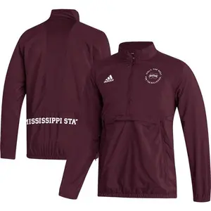 Adidas Mississippi State Bulldogs Aeroready Half-zip Jacket - Maroon