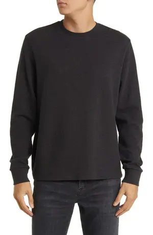 FRAME Duo Fold Long Sleeve Cotton T-Shirt Marron Heather