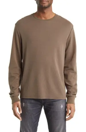 FRAME Duo Fold Long Sleeve Cotton T-Shirt Walnut