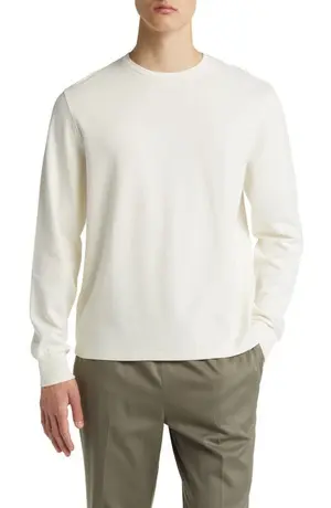 FRAME Duo Fold Long Sleeve Cotton T-Shirt White Sand
