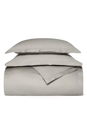 BOLL & BRANCH Percale Hemmed 300 Thread Count Duvet Cover & Shams Set - Pewter