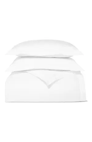 BOLL & BRANCH Percale Hemmed 300 Thread Count Duvet Cover & Shams Set - White