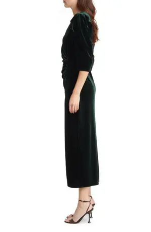 Chelsea28 Faux Wrap Velvet Midi Dress In Green - 61% Off | Editorialist