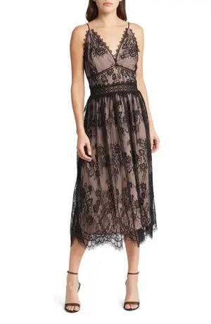 Chelsea28 Lace Overlay Midi Dress