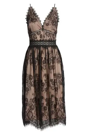Chelsea28 Lace Overlay Midi Dress