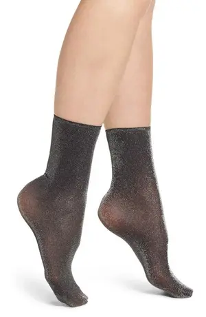 Oroblu Diamonds Crew Socks - Black/silver