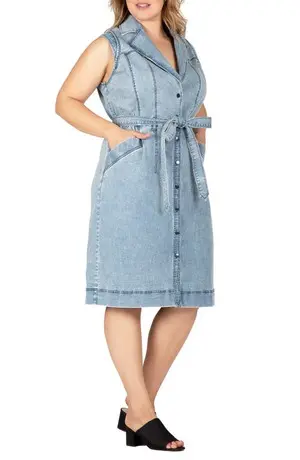 STANDARDS & PRACTICES Sleeveless Denim Shirt Dress