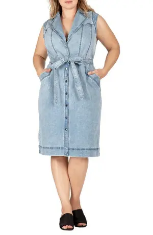 STANDARDS & PRACTICES Sleeveless Denim Shirt Dress
