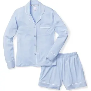 PETITE PLUME Luxe Pima Cotton Short Pajamas - Periwinkle