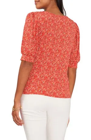 Chaus Floral Puff Sleeve Jersey Blouse