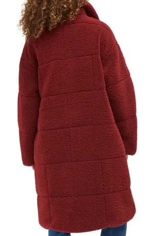 LEVI'S Quilted Fleece Long Teddy Coat - Cabernet