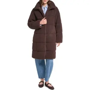 LEVI'S Quilted Fleece Long Teddy Coat - Java