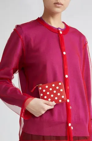 Comme Des Garçons Dot Print Half Zip Leather Wallet