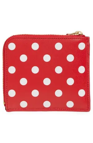 Comme Des Garçons Dot Print Half Zip Leather Wallet