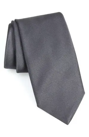 Canali Canali Solid Silk Tie Charcoal