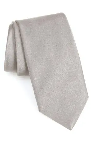 Canali Solid Silk Tie - Silver