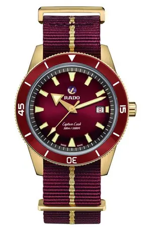 RADO Captain Cook Bronze Automatic Strap Watch - Red