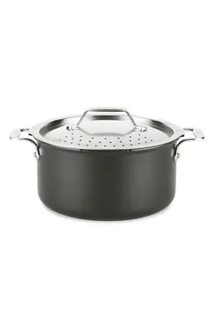 ALL-CLAD Simply Strain 6-quart Hard Anodized Nonstick Pot - Black