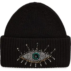 Kurt Geiger Kurt Geiger London Beaded Evil Eye Beanie Black