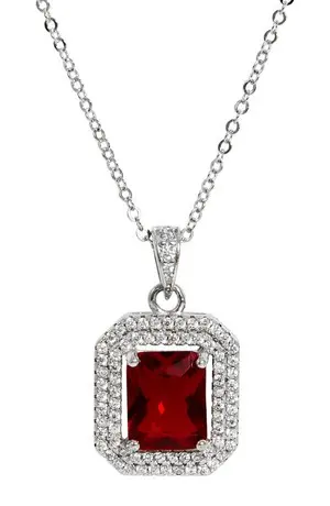SAVVY CIE JEWELS Lab-created Gemstone Pendant Necklace - Red