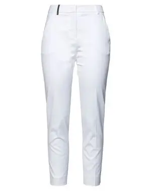 Peserico Twill Skinny Pants With Leather Trims - White