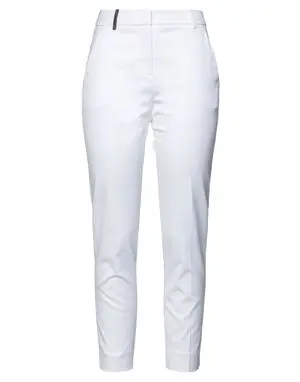 Peserico Twill Skinny Pants With Leather Trims - White