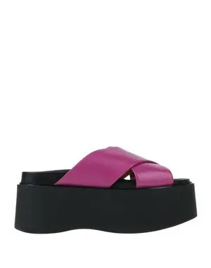 Marni Sandals In Soft Leather - Fuchsia