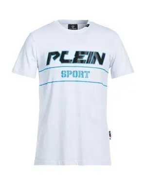 PLEIN SPORT Man T-shirt Grey Size M Cotton, Elastane White