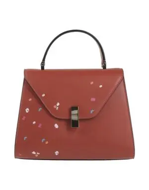 VALEXTRA Valextra Calfskin Flap Bag With Print Tan