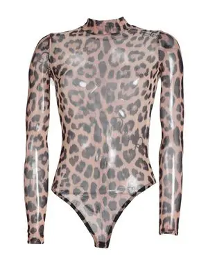 Philipp Plein Leopard Print Bodysuit - Camel