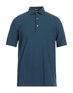 DRUMOHR Man Polo Shirt Azure Size M Cotton Navy Blue