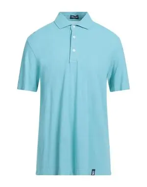 DRUMOHR Man Polo Shirt Azure Size M Cotton Turquoise