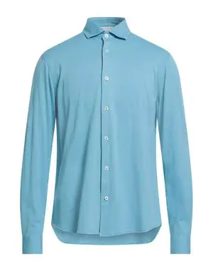 FILIPPO DE LAURENTIIS Man Shirt Midnight Blue Size 36 Cotton Azure