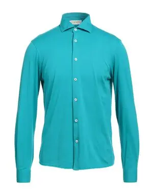 FILIPPO DE LAURENTIIS Man Shirt Midnight Blue Size 36 Cotton Turquoise