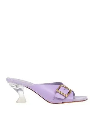 TOD'S Leather Slide Sandals With Acrylic Heel - Purple