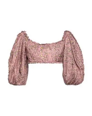 SOALLURE Cropped Leopard Print Linen Top